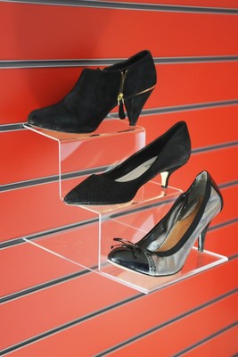 Tiered Acrylic Perspex Slatwall Step Display Retail Riser Shoe Shelf 2 ...