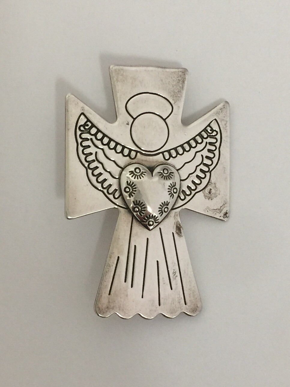 Carolyn Pollack ? Angel Heart Cross Pendant/Brooch St… - Gem