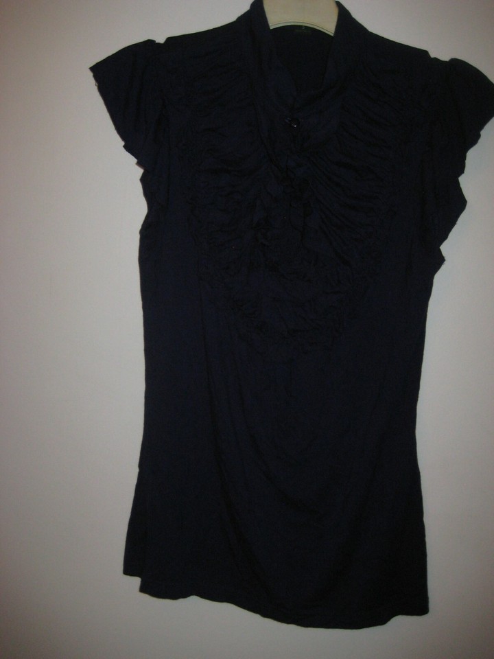 Top by Twentyone Ruffle Collar Dark Blue Wear Closed or Open Neck Size ...