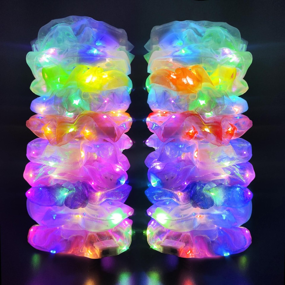 Light Up Scrunchies 2-Pack LED Hair Ties for Girls | Glow in the Dark ...