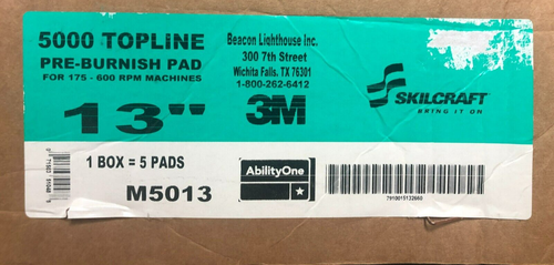 3M 5000 TopLine Pre-Burnish Floor Pads 13" Green 175-600RPM M5013. 5 ...