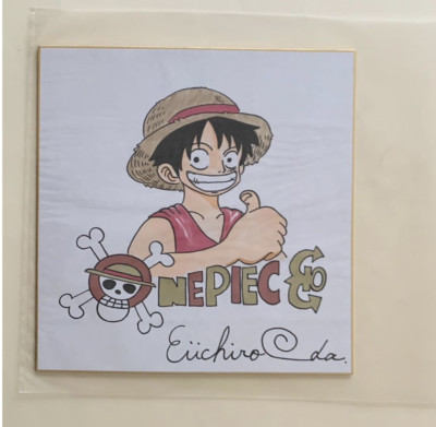 Eiichiro Oda autographed colored paper ONE PIECE Luffy shikishi anime ...