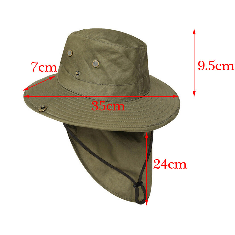 UPF 50+ Mens Sun Hat with Neck Flap Summer Fishing Beach Hat Safari Hat ...