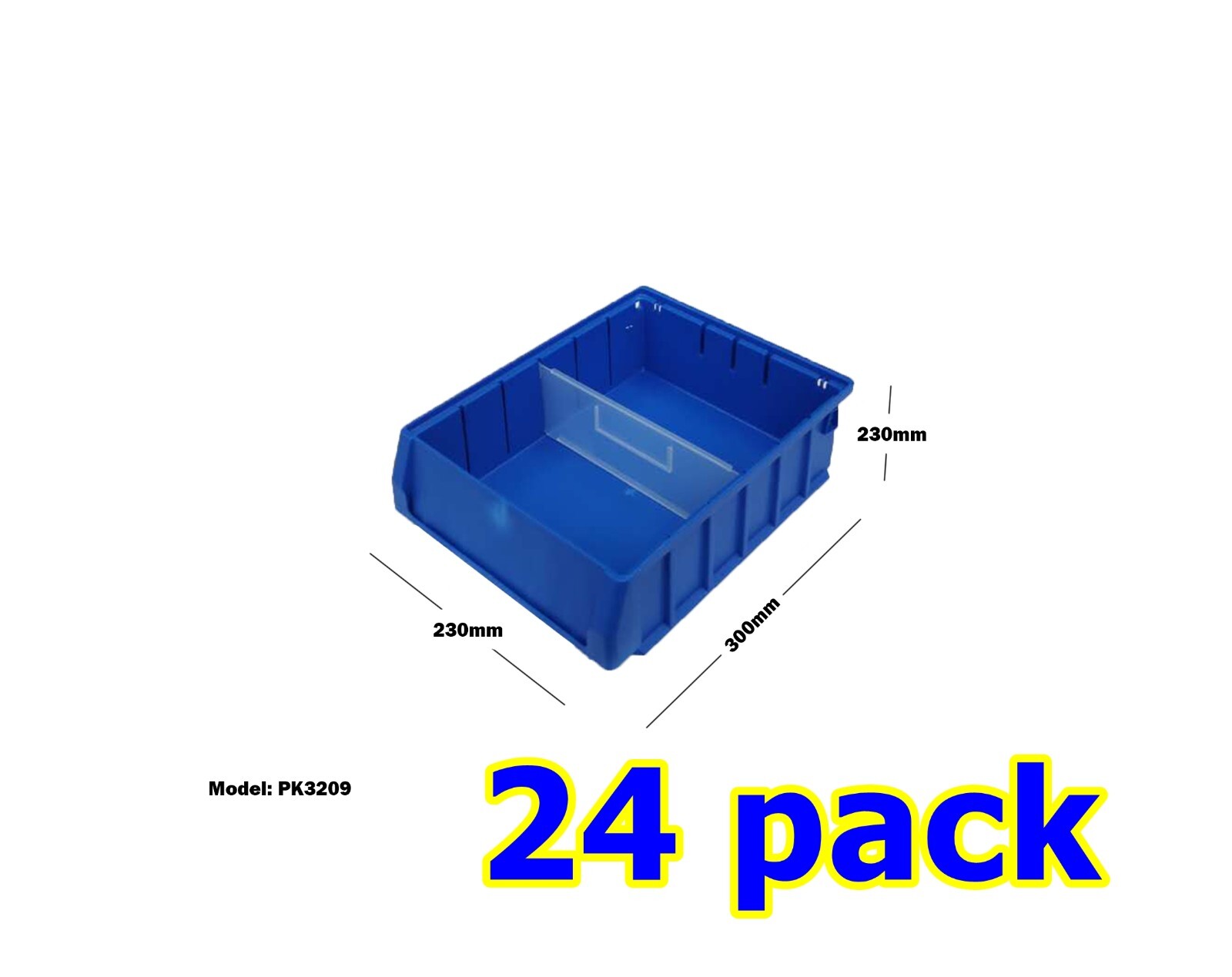 24x BLUE STORAGE BIN value pack, 300x90x230mm for van racks universal ...