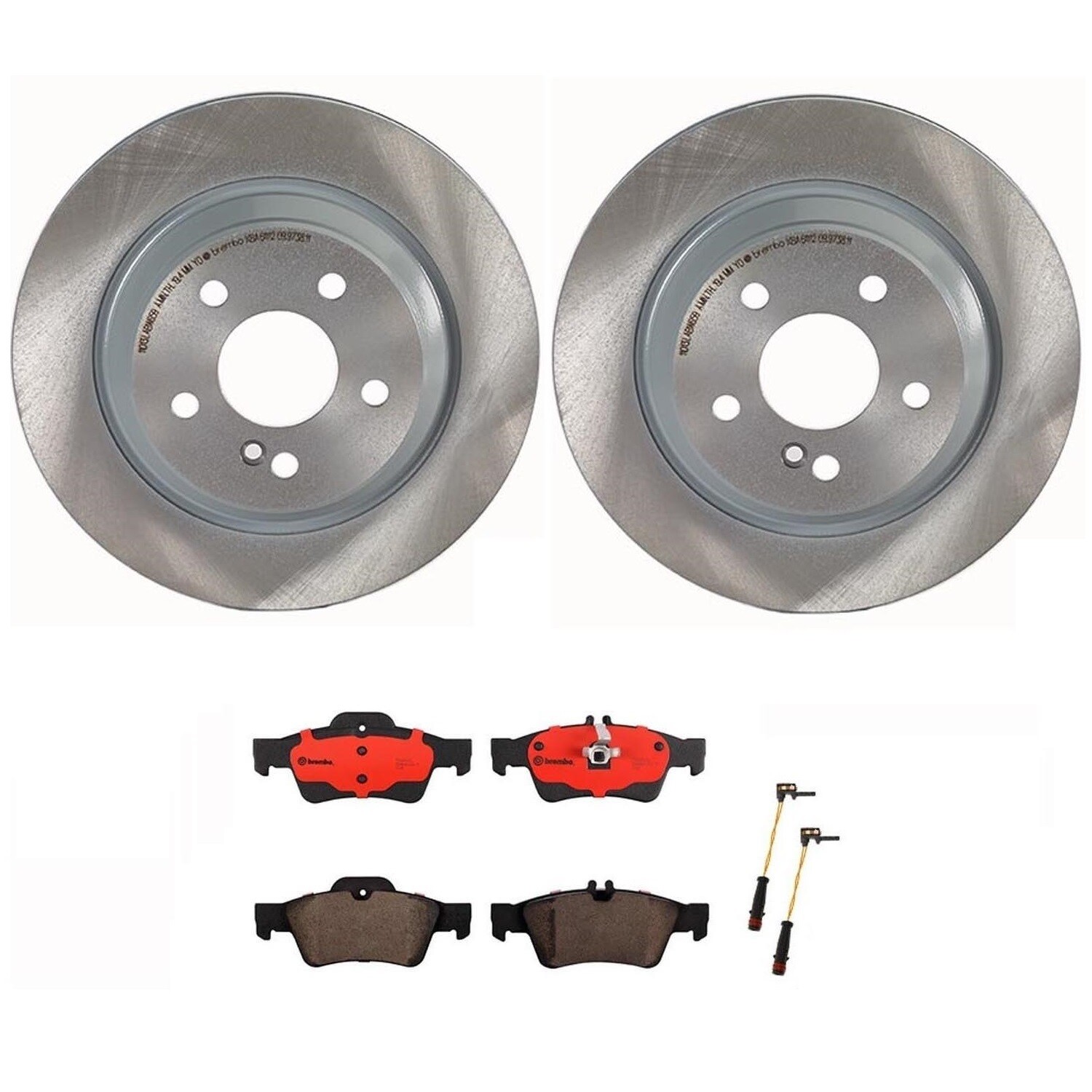 Brembo Rear Brake Kit Ceramic Pads Sensors & Disc Rotors For Mercedes ...