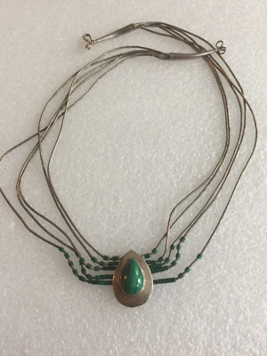 Jimmy Patterson Navajo Malachite Spider’s Web Liquid Silver Necklace | eBay
