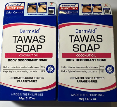 DermAid Tawas Soap Coconut Oil Body Deodorant Paraben-Free Lot of 2 New ...