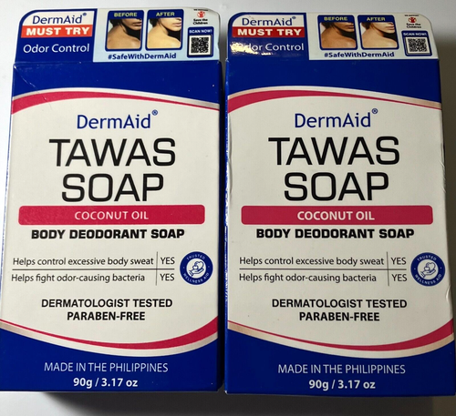 DermAid Tawas Soap Coconut Oil Body Deodorant Paraben-Free Lot of 2 New ...
