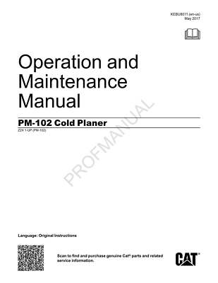 Caterpillar PM 102 Cold Planer Operators Maintenance Manual | eBay