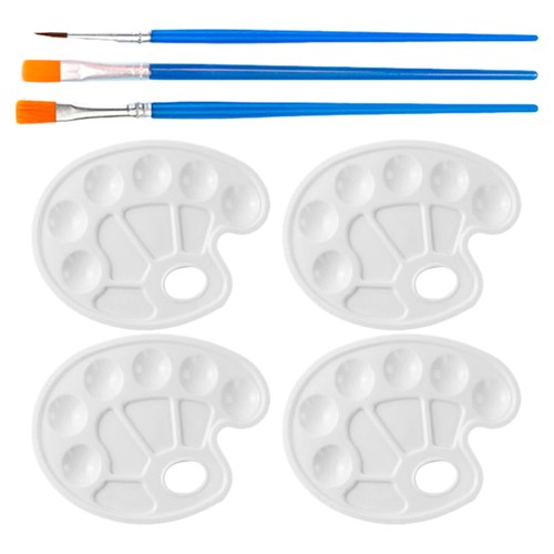 4pcs Student Mixing Color 3 Painting Brush Paint Palette Art Supplies ...