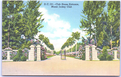 Postcard FL Club House Entrance Miami Jockey Club Florida O11 | eBay