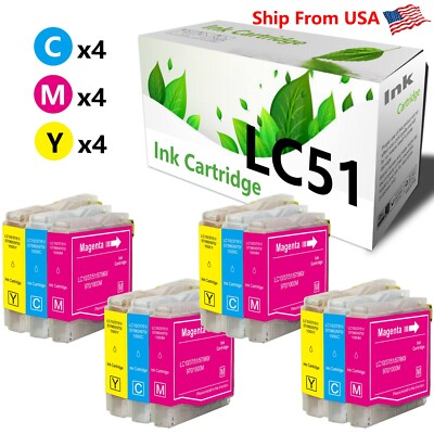 (12-Pack,4C4M4Y) LC 51 LC51 Ink Cartridge for DCP-130C MFC-685CW ...