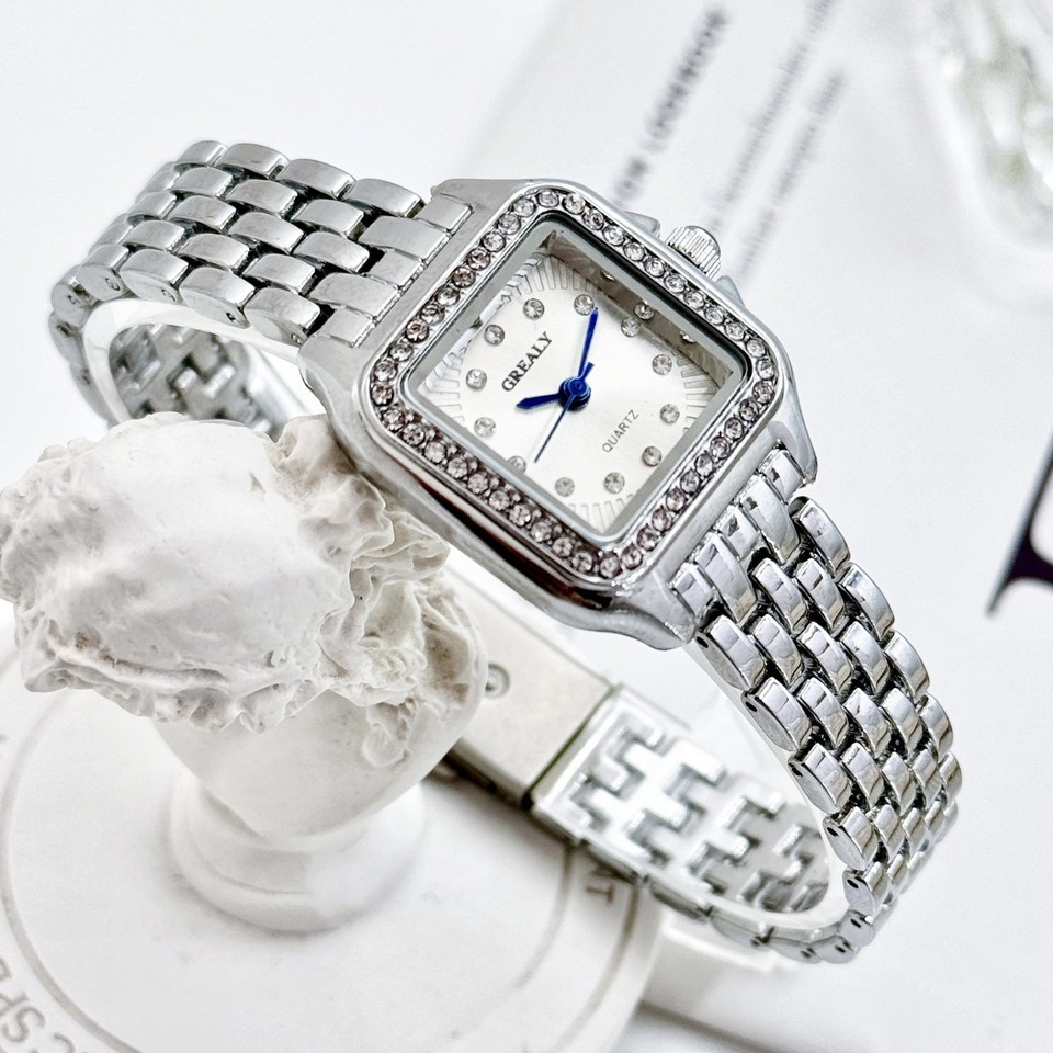 GREALY Women's Watch Luxury Classic Retro Square Waterproof Diamond ...