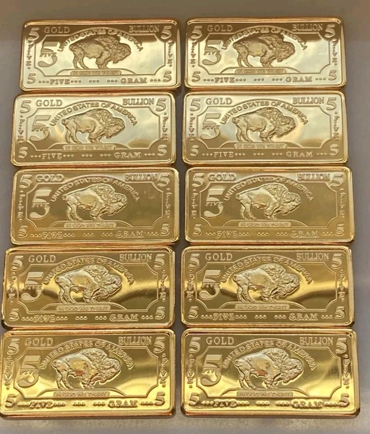 Lot of 1 - 5 GRAM 100 MILLLS GOLD BUFFALO BULLION BARS .999 FINE | eBay