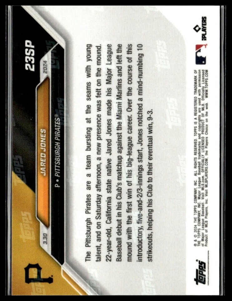 2024 Topps Now 23 SP Jared Jones Pittsburgh Pirates Image Variation ...