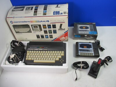 vintage COMMODORE PLUS 4 PACK VIDEO COMPUTER SYSTEM GAME CONSOLE bundle ...