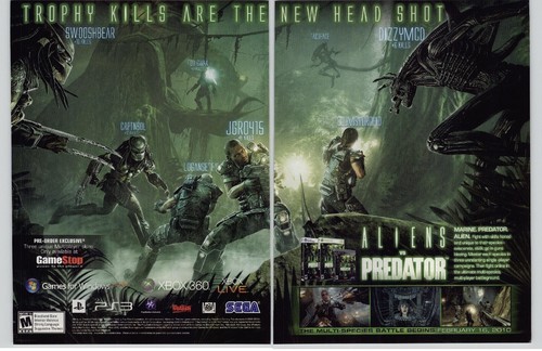 Aliens vs Predator Xbox 360 PS3 PC Video Game Art 2009 Vintage Print Ad ...