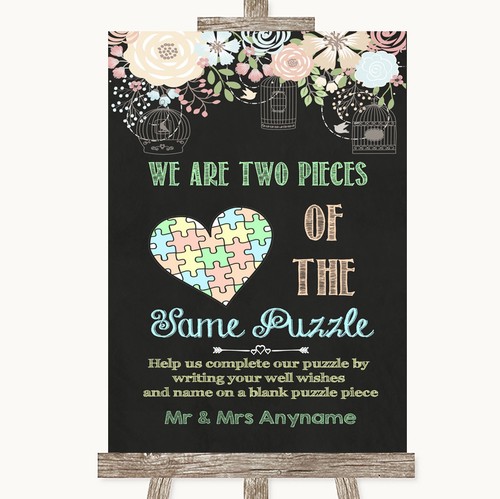 Shabby Chic Chalk Puzzle Piece Guest Book Personalizzato Wedding Sign ...