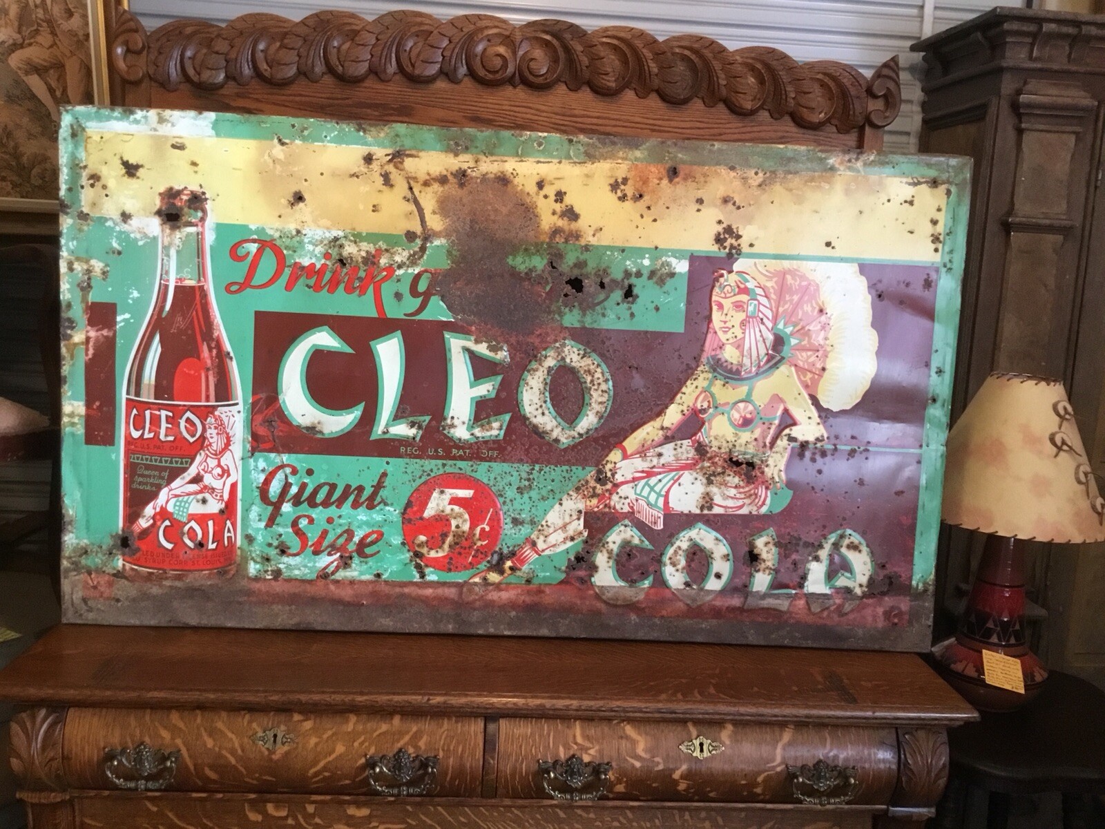 Ultra Super Rare! 1930s Cleo Cola Huge Advertising Sign! Metal With ...