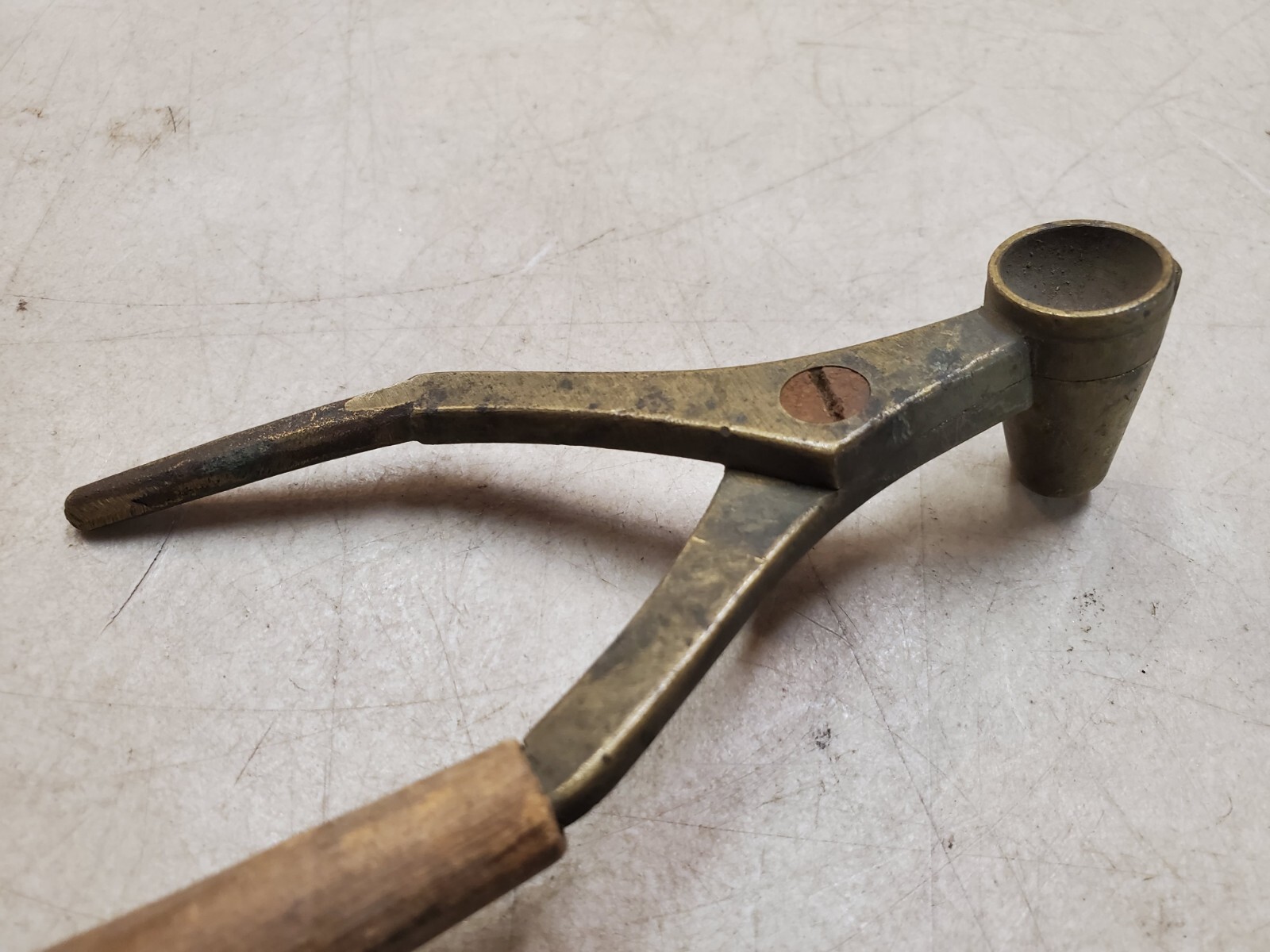 Vintage Brass Picket Bullet Mold with Wood Handle, 0.33" Diameter x 0. ...