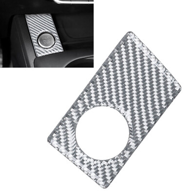 Real Carbon Fiber Silver Start Stop Button Panel Cover Trim Fits 17-21 ...