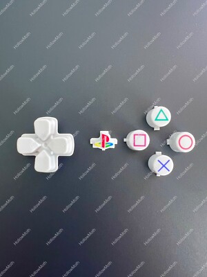 Custom WHITE Sony PS5 DualSense Retro Buttons Bundle: D-Pad, Home & X-O ...