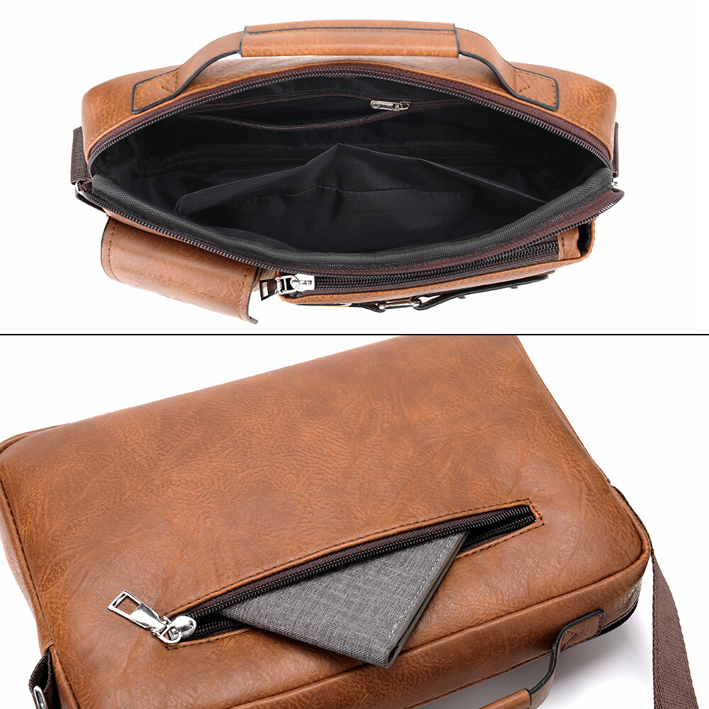 Men Handbag Business Crossbody Bag Leather Shoulder Bag Briefcase ...