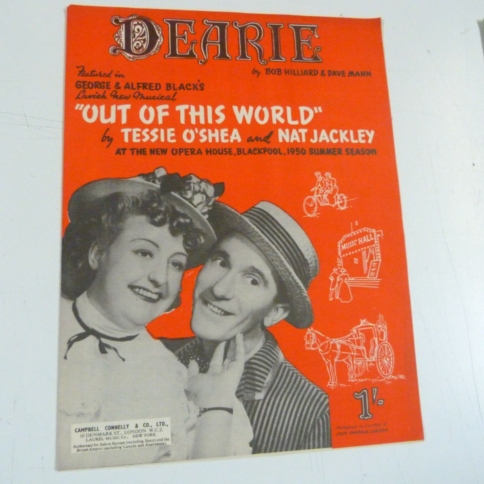 song sheet DEARIE "out of this world" Tessie O'Shea Nat Jackley #22.07. ...