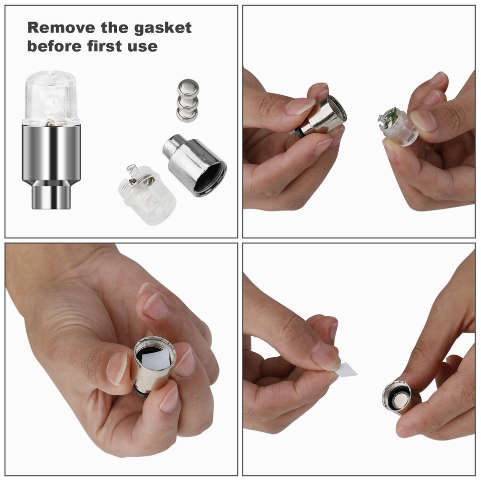 4 Colors Car Accessories Wheel Tire Air Valve Stem Cap LED Light Cap ...