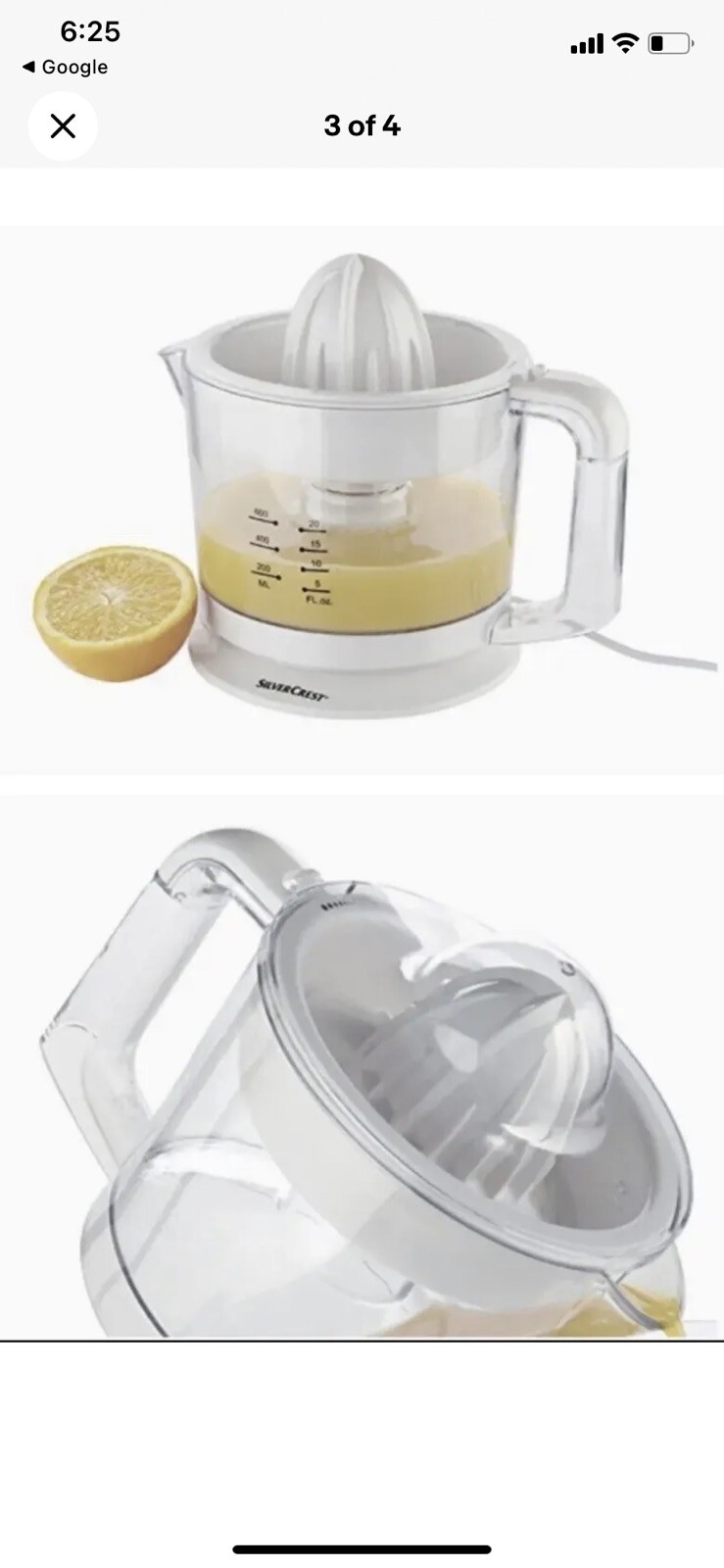 Silvercrest Electric Citrus Juicer for Fresh Fruit Juice 800ml 3 Year ...