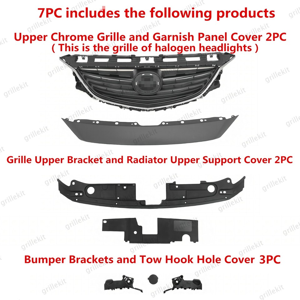 7PC For Mazda6 2014-2017 Front Radiator Cover Grille Bumper Retainer ...