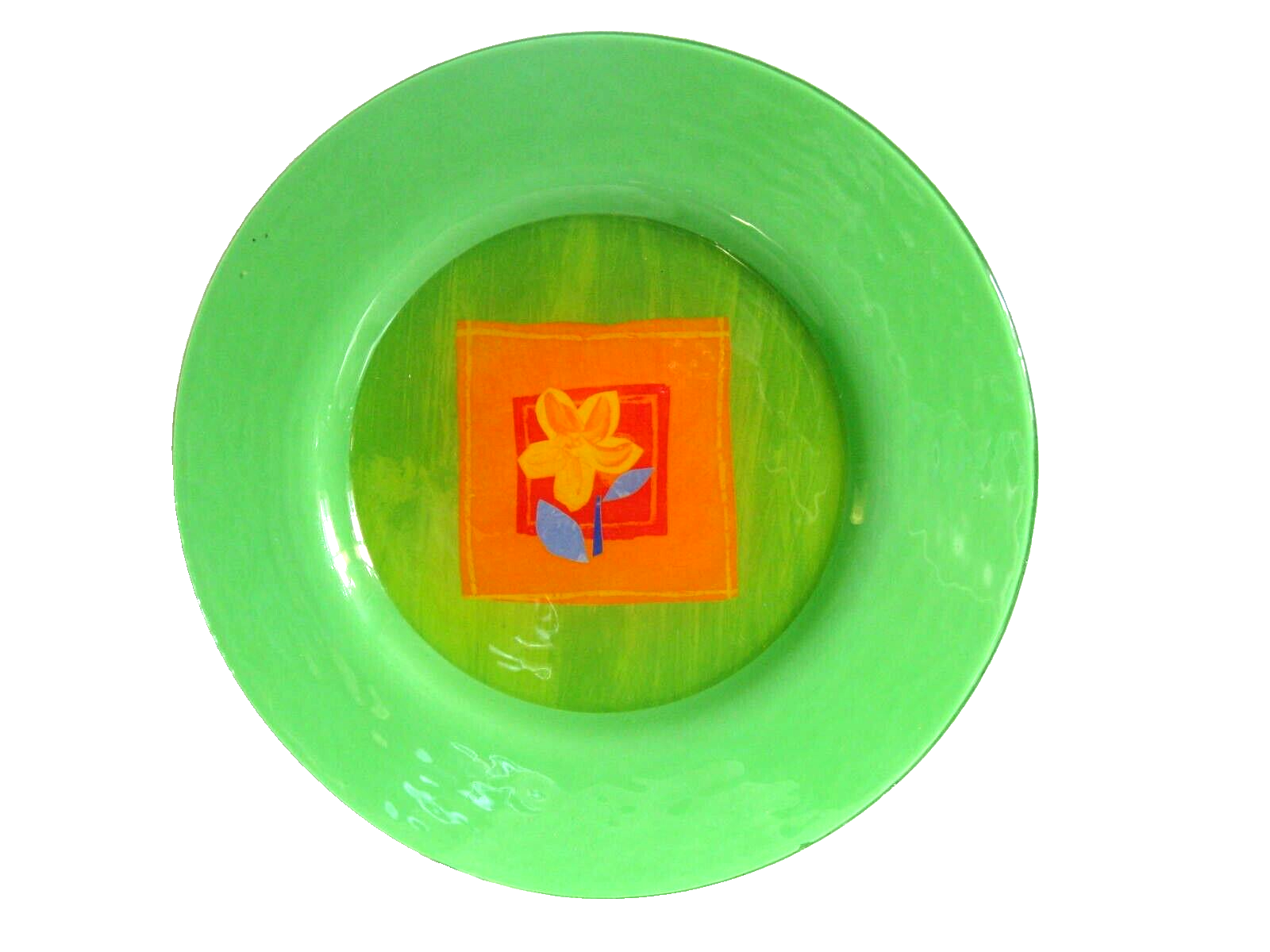 Dibbern Germany Green Glass 13" Platter Plate With a Flower Center | eBay