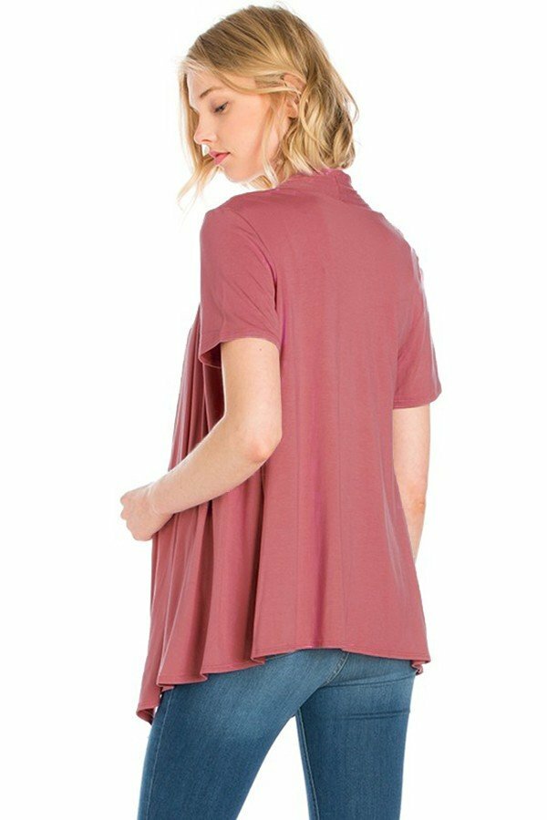 Women's Solid Short Sleeve Cardigan Open Front Wrap Vest Top Plus USA ...
