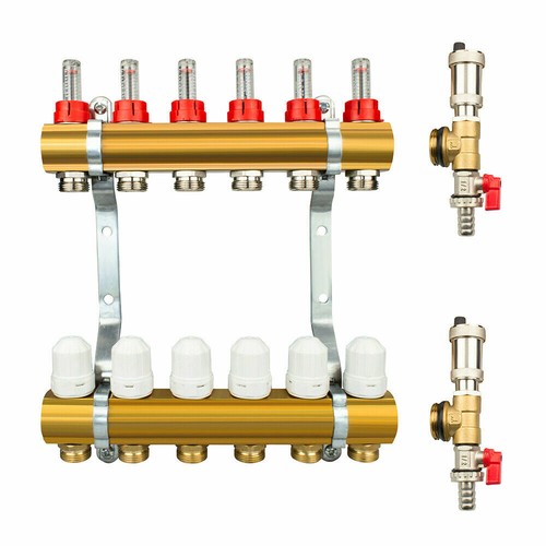 Messing Heizkreisverteiler 2 - 12 fach Fußbodenheizung Verteiler ...