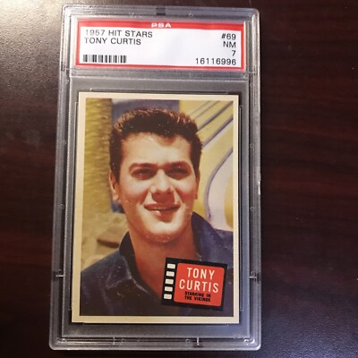 1957 TOPPS HIT STARS #69 TONY CURTIS REGISTRY GRADED PSA 7 NM NEAR MINT ...