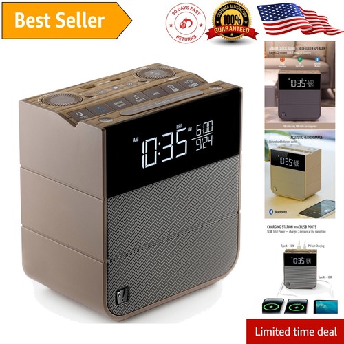 Nature Sound Alarm Clock Radio with Bluetooth Speaker & Intuitive LCD ...