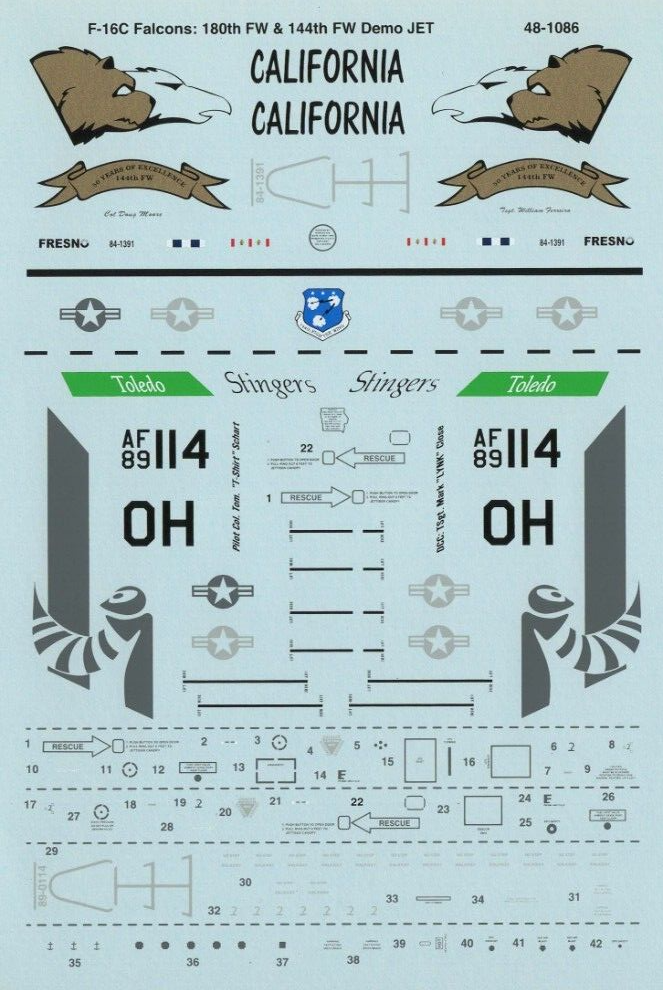 Microscale Super Scale 1/48 F-16C Falcons 180th FW & 144th FW Demo Jet ...