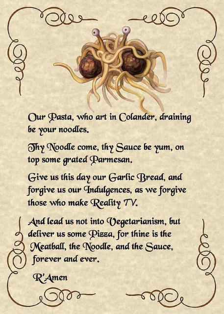 FSM Lord's Prayer 5x7 Pastafarian Flying Spaghetti Monster Agnostic ...