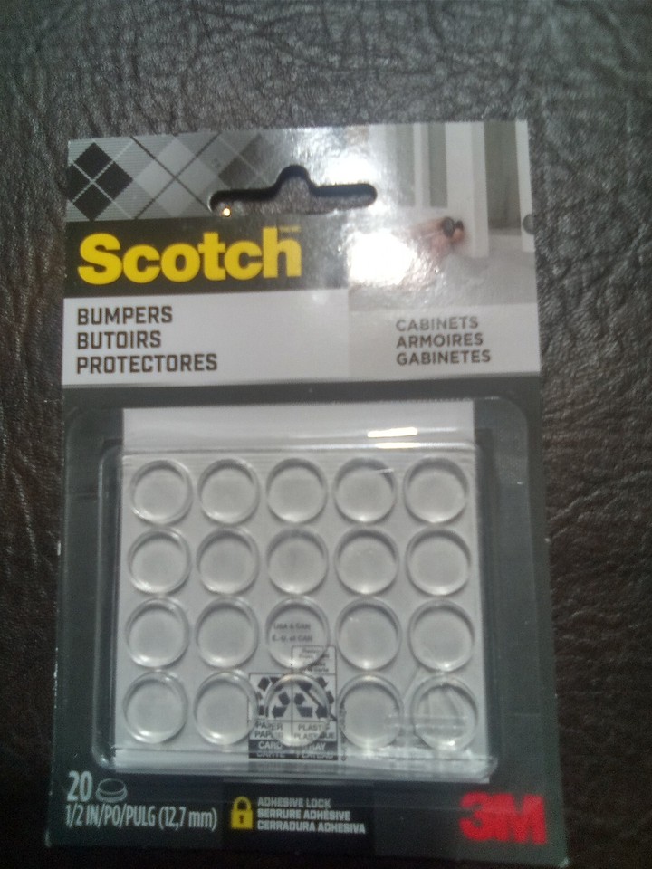 Scotch 20 Pack 1/2" Round Rubber Cabinet Bumpers 3M Reduces Noise ...