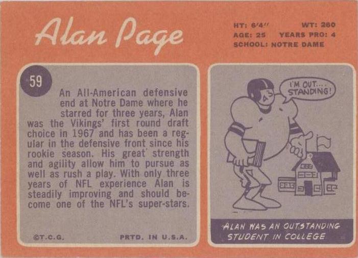 1970 Topps Alan Page #59 for sale | eBay