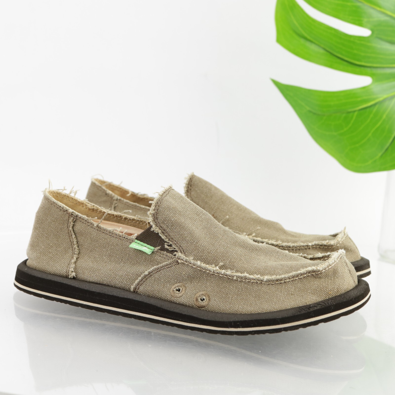 Sanuk Men's Sidewalk Surfer Slip On Loafer Size 7 Tan Khaki Hemp Vented ...