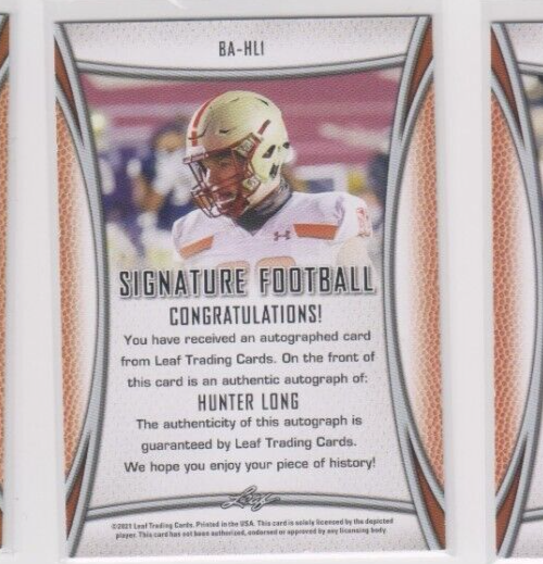2021 Leaf Draft HUNTER LONG Los Angeles Rams Rookie AUTO | eBay