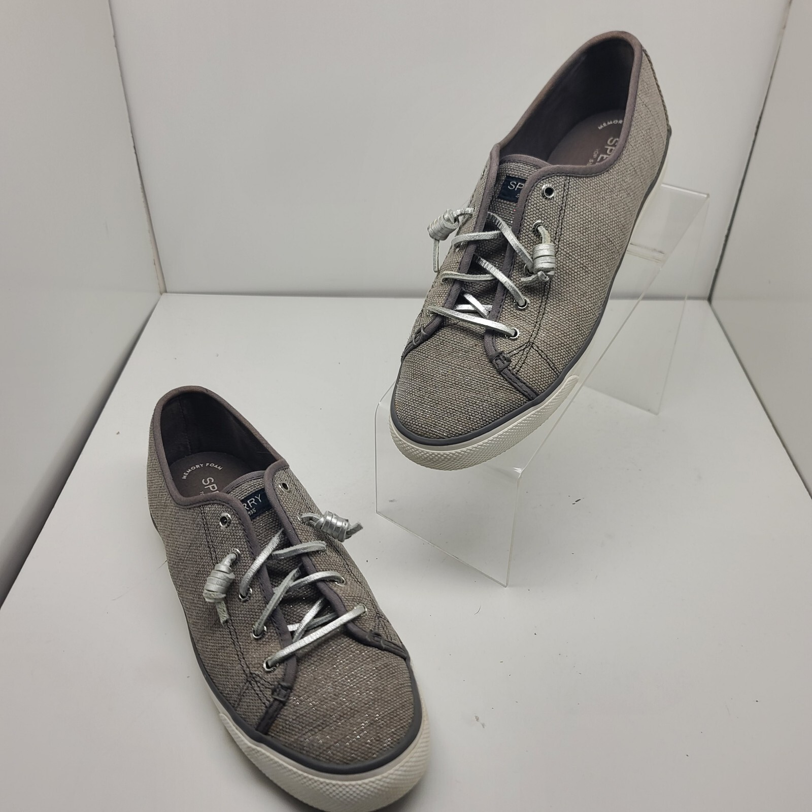 Sperry Top-Sider Seacoast Gray Silver Canvas Women’s Sneaker Size 10 M ...