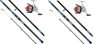 2 x Oakwood 13 ft Beachcaster Rods Beach Caster Surf Rods & Reels Sea ...