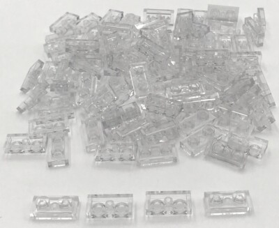 Lego 100 New Trans-Clear Plates 1 x 2 Stud Parts | eBay