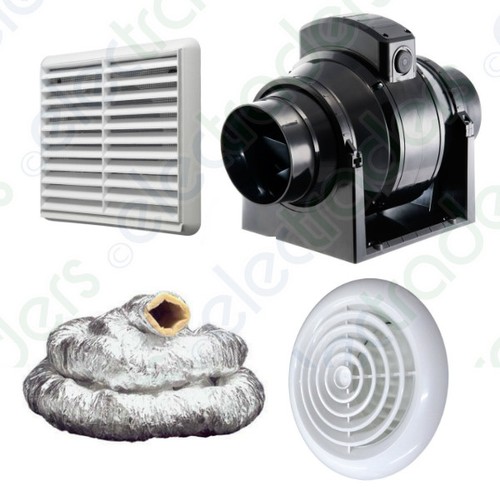 Manrose MF100T In-Line Extractor Fan with Timer 100mm/4" Grille / Duct ...