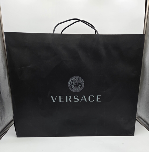 Versace Authentic Black Shopping Paper Bag Gift Tote Large 16” X 17” X ...