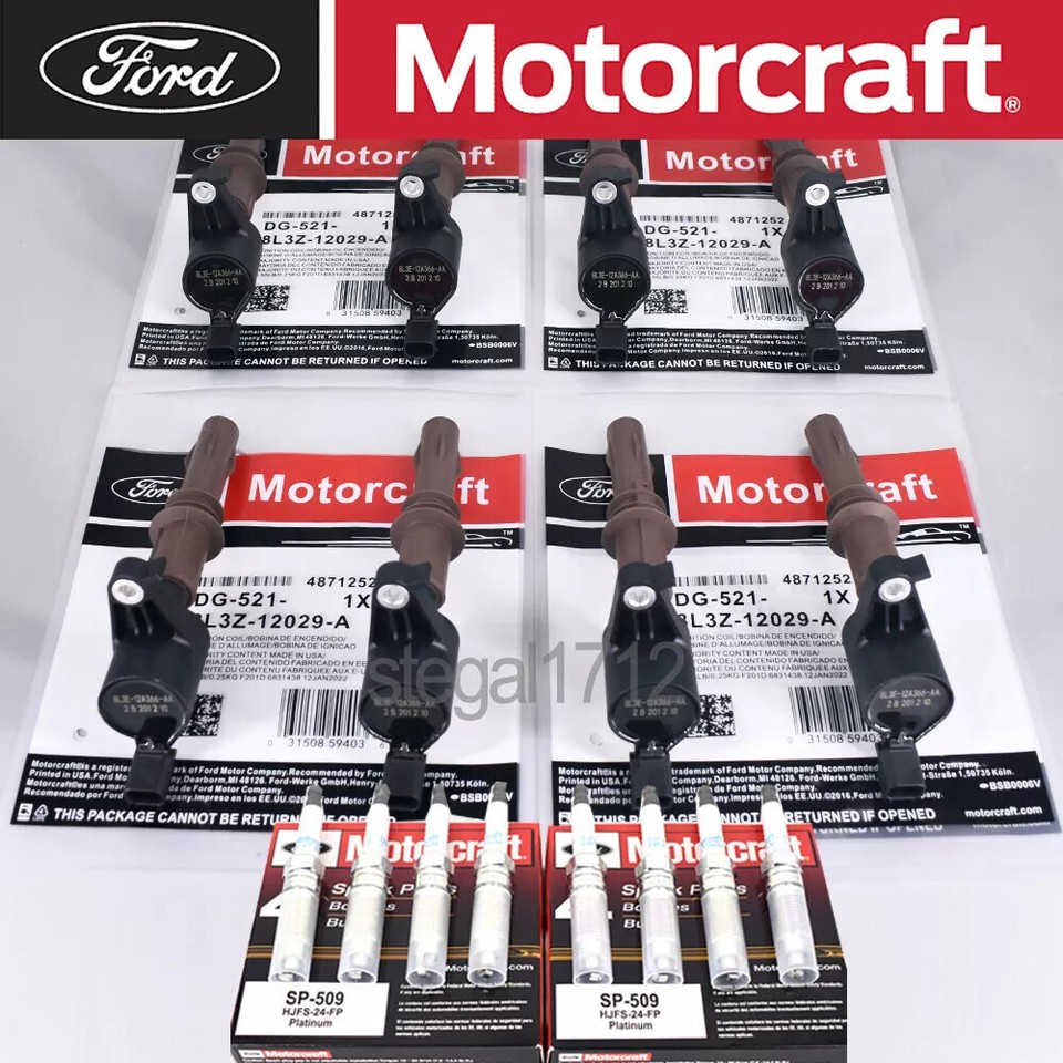 OEM Motorcraft 8 Ignition coil DG521 & Spark Plug SP509 For Ford F150 4 ...