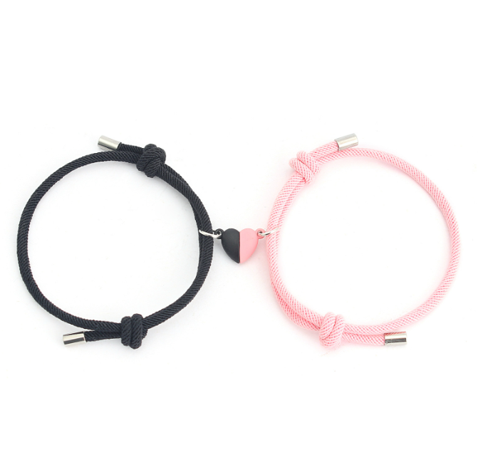 2Pcs Heart Couple Bracelet Set Magnetic Love Matching Magnet ...