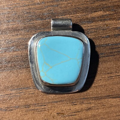 ATI .925 Mexico Vintage Sterling Silver Pendant Turquoise Stone Pendant ...